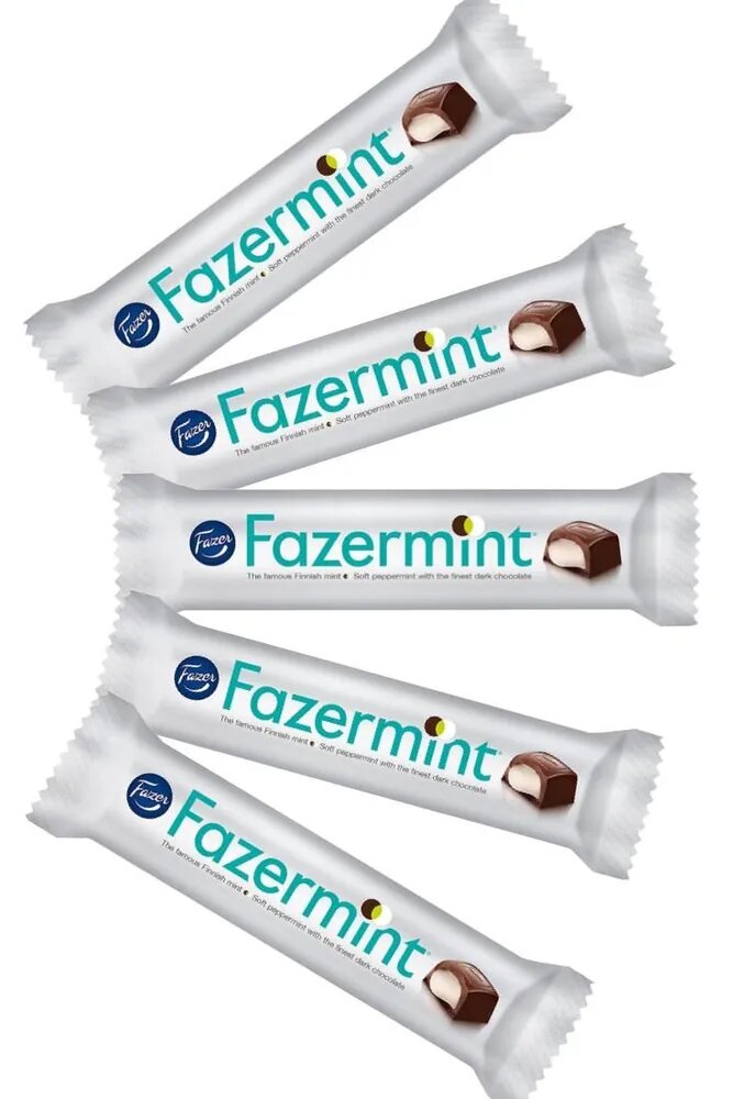 Шоколадные батончики Fazer FazerMint с мятной начинкой, комплект 5уп по 41г (Финляндия)
