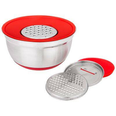 Миска 6 в 1 Agness с крышкой, с 3-мя съемными тёрками, 24 см, 2,25 л.