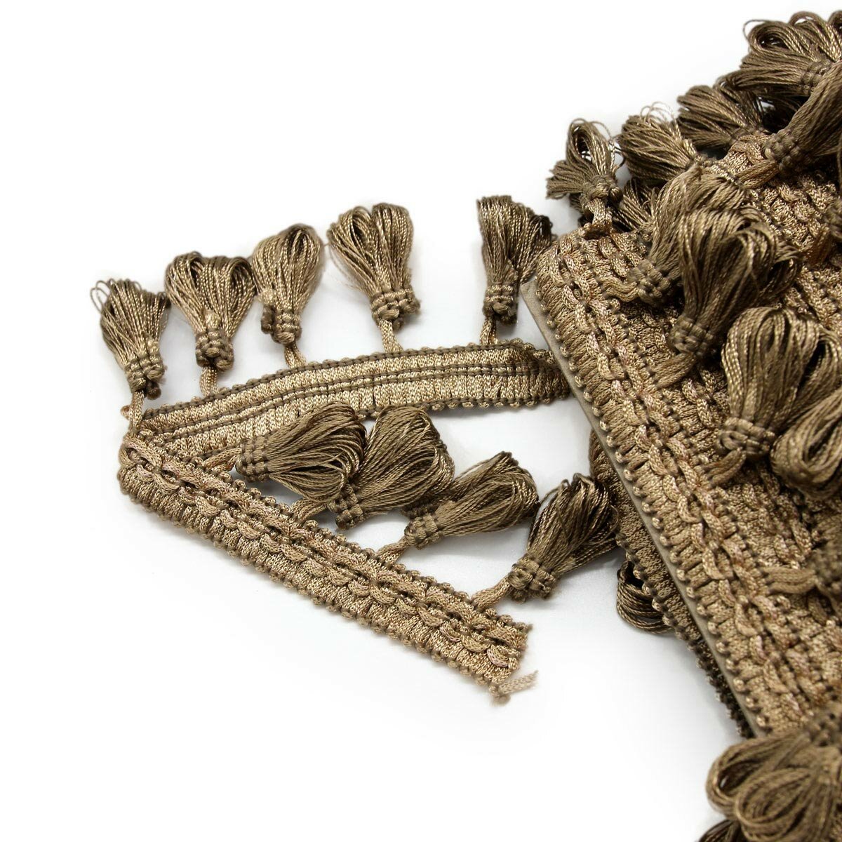 Бахрома для штор с кисточками, 5 см* 10 м, для текстиля и шитья, темно-бежевая, Айрис