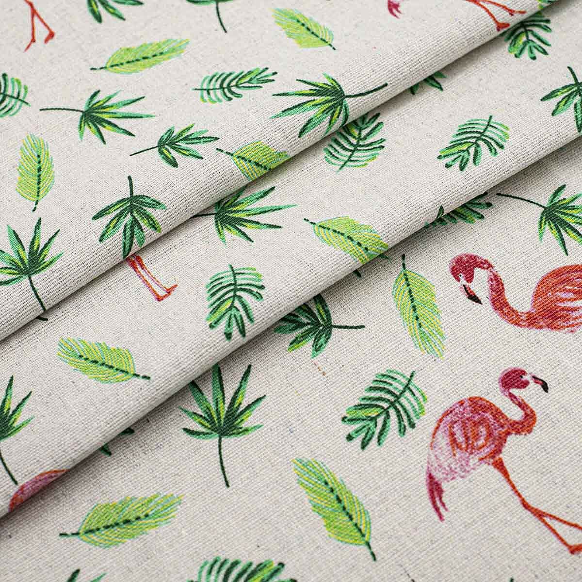 Ткань SOVUSHKA 'ДЕКОР-10/05' 28494 с принтом Фламинго, 50*50см +/-2с м (50% лен, 50% хлопок)