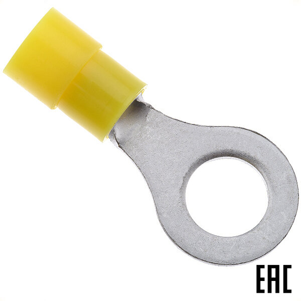 Наконечник 57914 НКИ(н) 6,0-8 медный 6мм2 кольцевой изолированный желтый, нейлон (КВТ) (100 шт. в наборе)