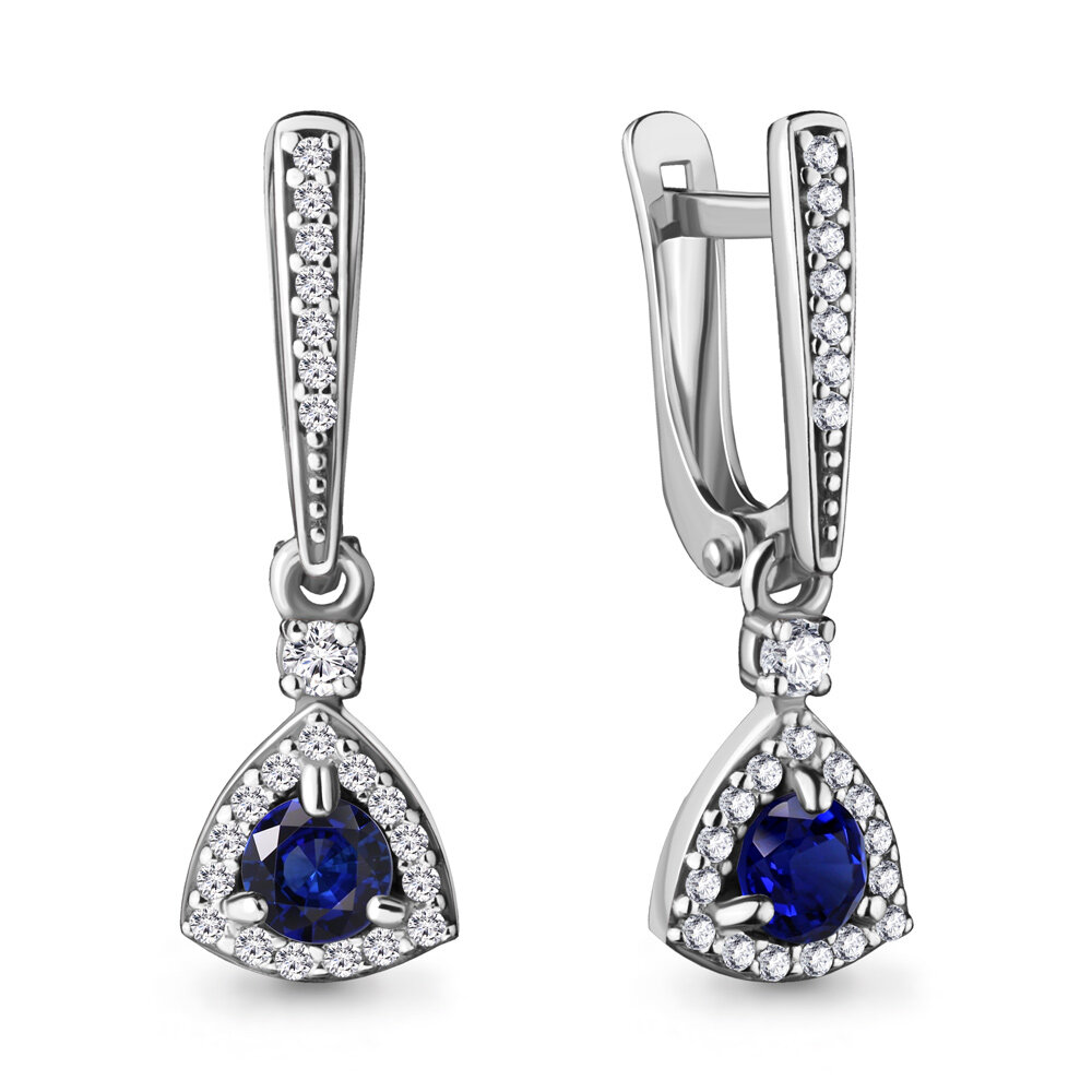 Серьги, серебро, 925 проба, родирование, фианит