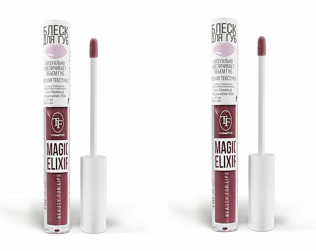 TF Cosmetics Блеск для губ Magic Elixir, тон 012 Ягодный нюд, 2 шт