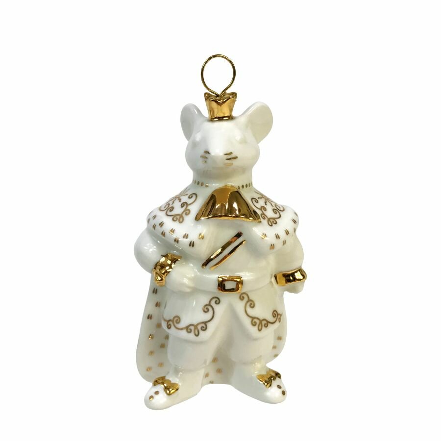 Елочная игрушка из фарфора мышиный король. Авторская ручная работа Россия
