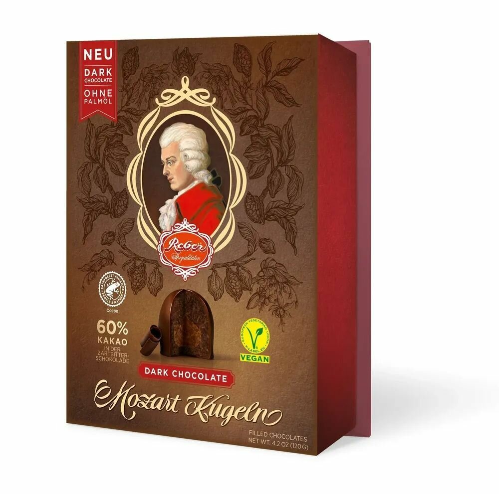 Подарочный набор REBER Конфеты из горького шоколада Mozart Kugeln 120г
