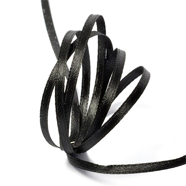 Лента атласная 3мм цв. черный (100 метров)