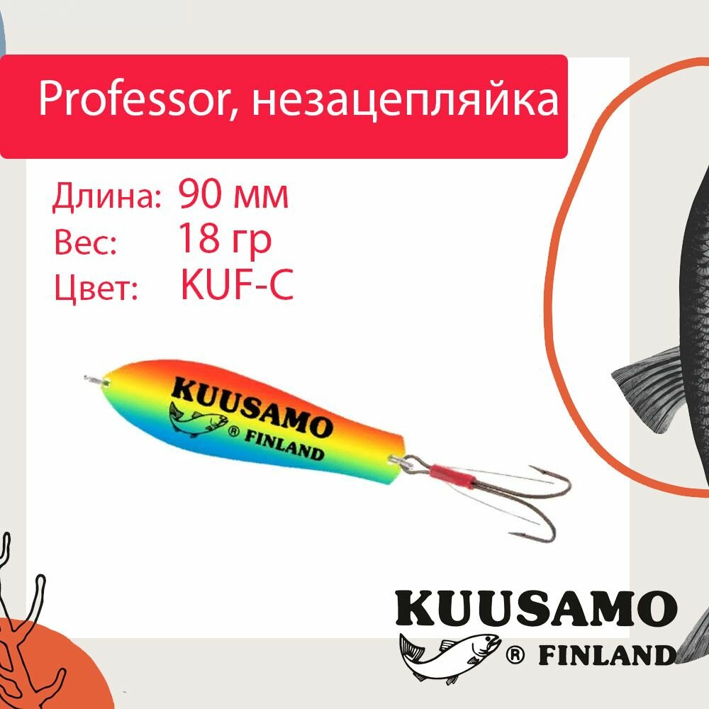 Блесна для рыбалки Kuusamo Professor 2, 90/18 незацепляйка, KUF-C (колеблющаяся)