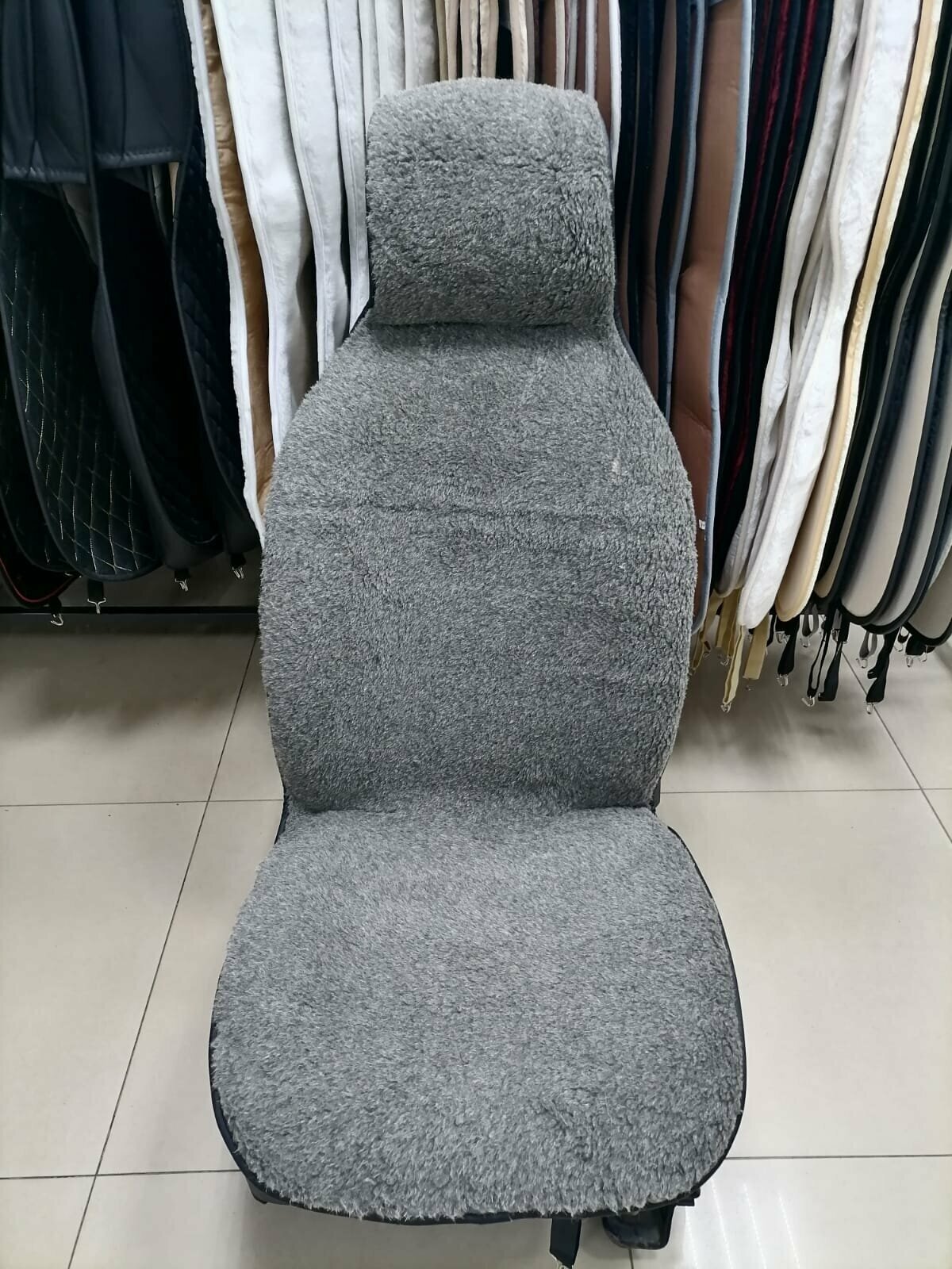 Меховые накидки из натуральной овечьей шерсти на передние сиденья автомобиля, 1шт.