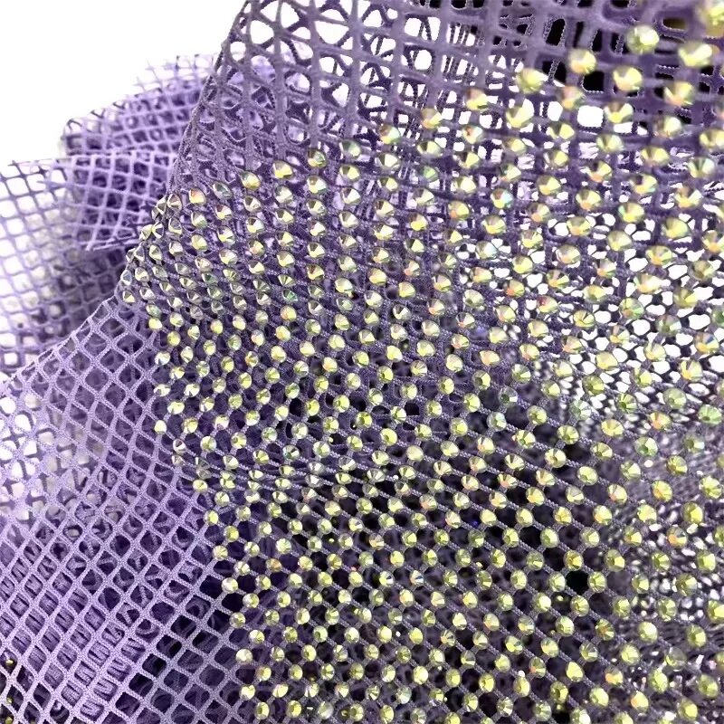 OMZHIMO сетка с кристаллами для пошива Фиолетовый, 100cm X 150cm, Purple fabric ab