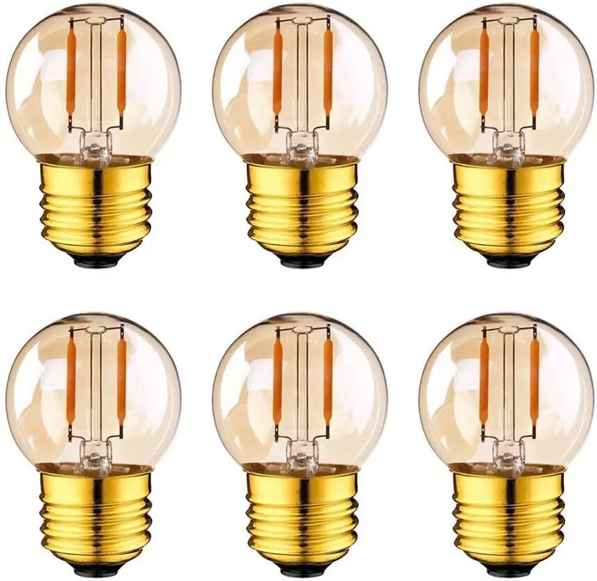 Genixgreen G40 Edison LED Filament мини лампочка 1 Вт 6PCS, 220V