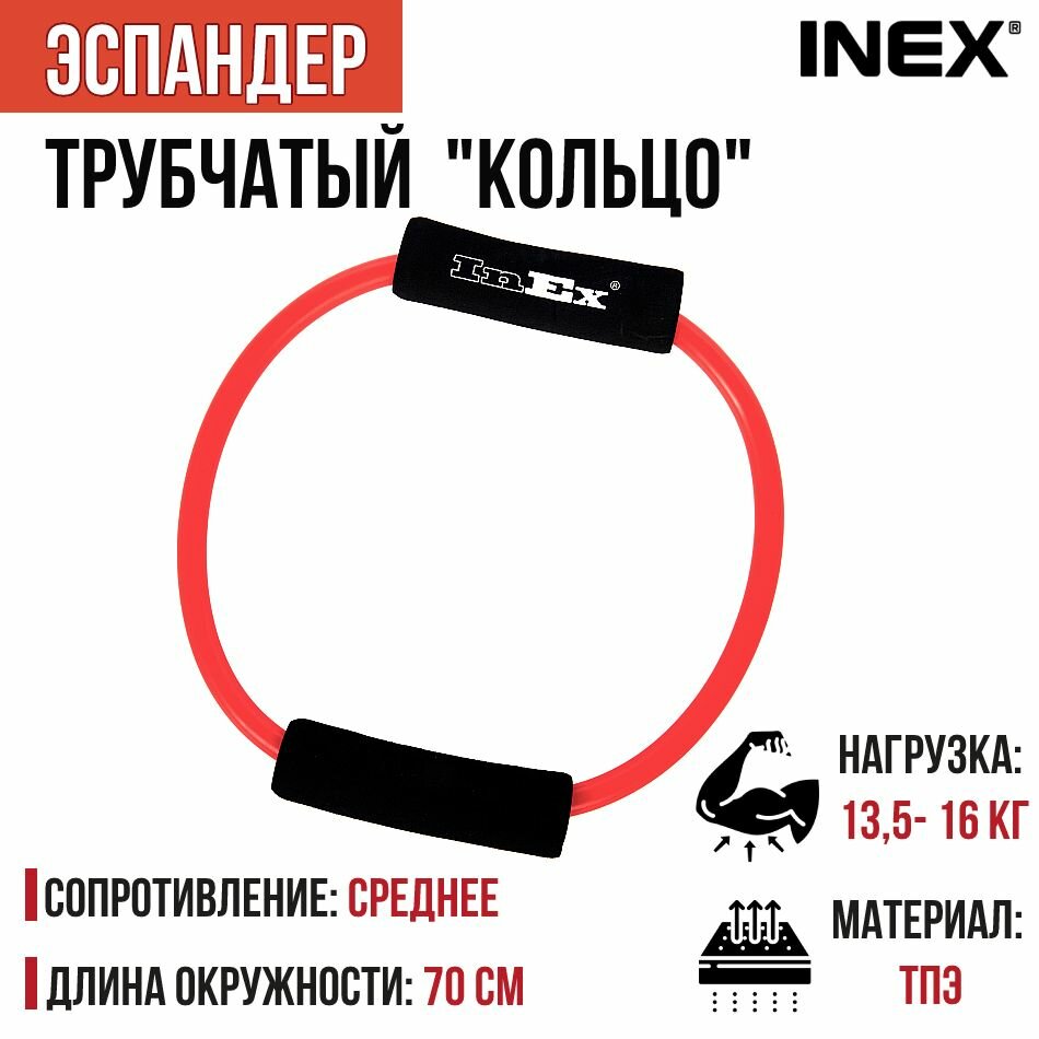 Эспандер трубчатый "кольцо" INEX Body-Ring, среднее сопротивление, красный