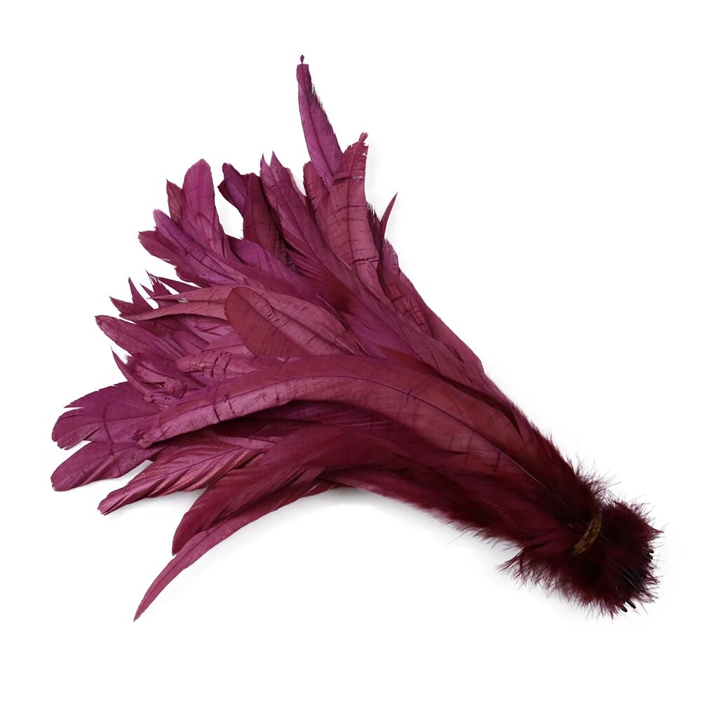 Натуральные окрашенные перья петуха DailyBesdeals 100 шт. Бордовый, 25-30cm(10-12inch), wine