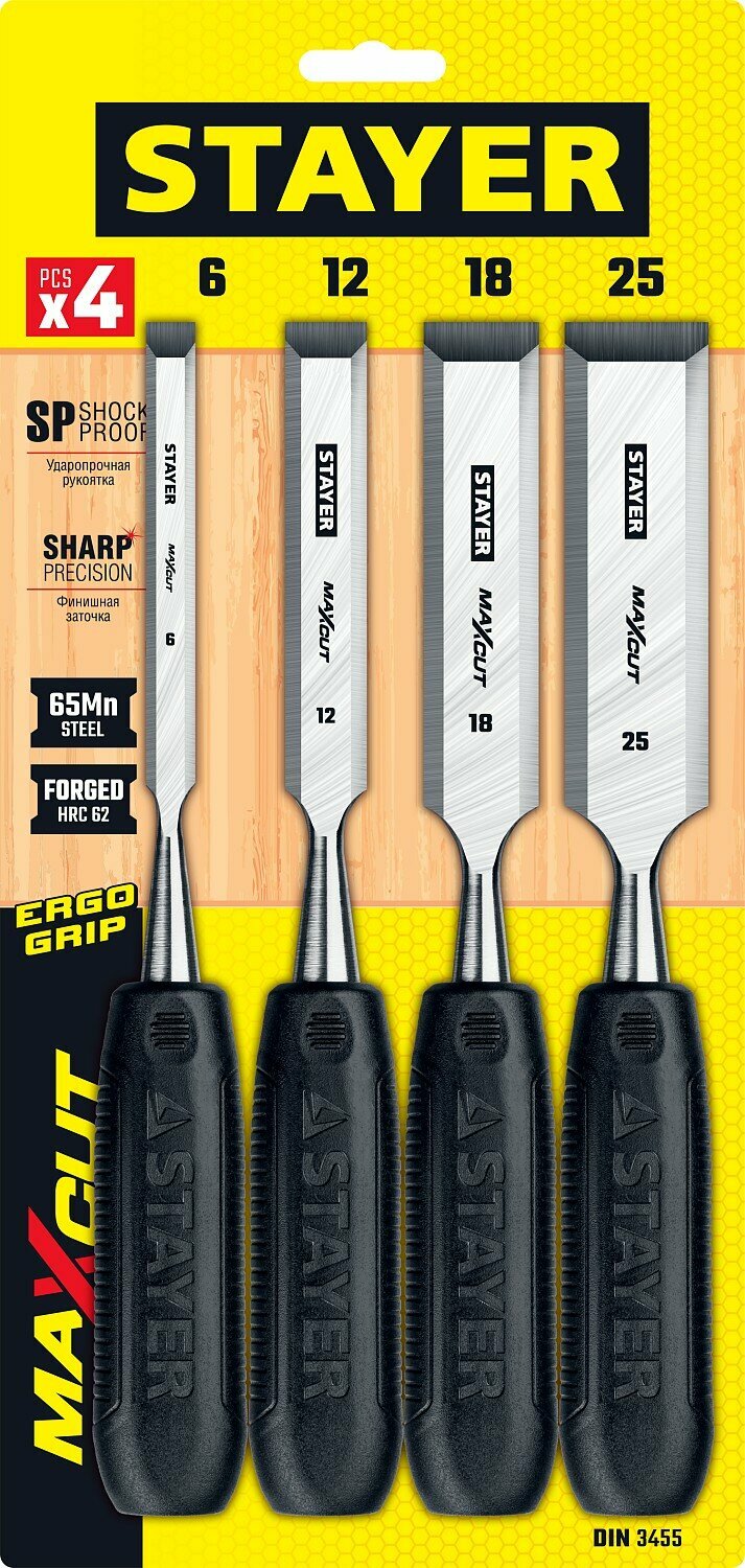STAYER Max-Cut, 4 предм, набор стамесок (1820-H4)