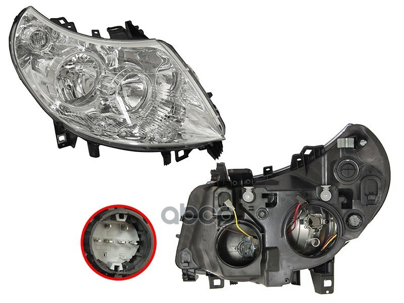Фара Peugeot Boxer 06-14 / Citroen Jumper 06-14 (Справа/ С электрокорректором/ 7 контактов) Ayfar арт. 505206