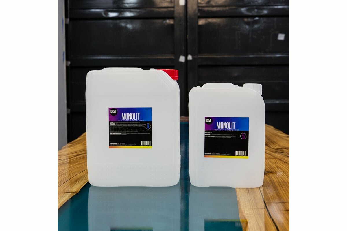 Ру-смола Эпоксидная смола MONOLIT 15 кг для заливки столешниц (стол-река, для дерева, до 5 см) MN15000