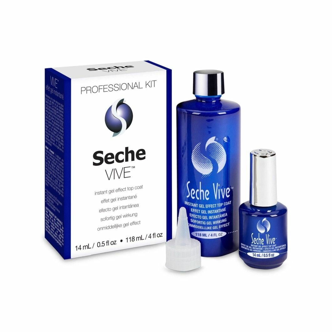 Seche Набор быстросохнущее верхнее покрытие с гель-эффектом для лака Seche Vive, 118 мл + 14 мл