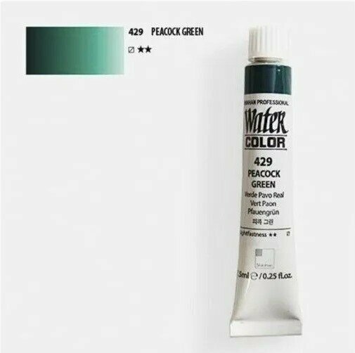 ShinHan Korea Краска акварельная "Watercolor Pro" 429 зеленый павлин 7,5 мл sela25