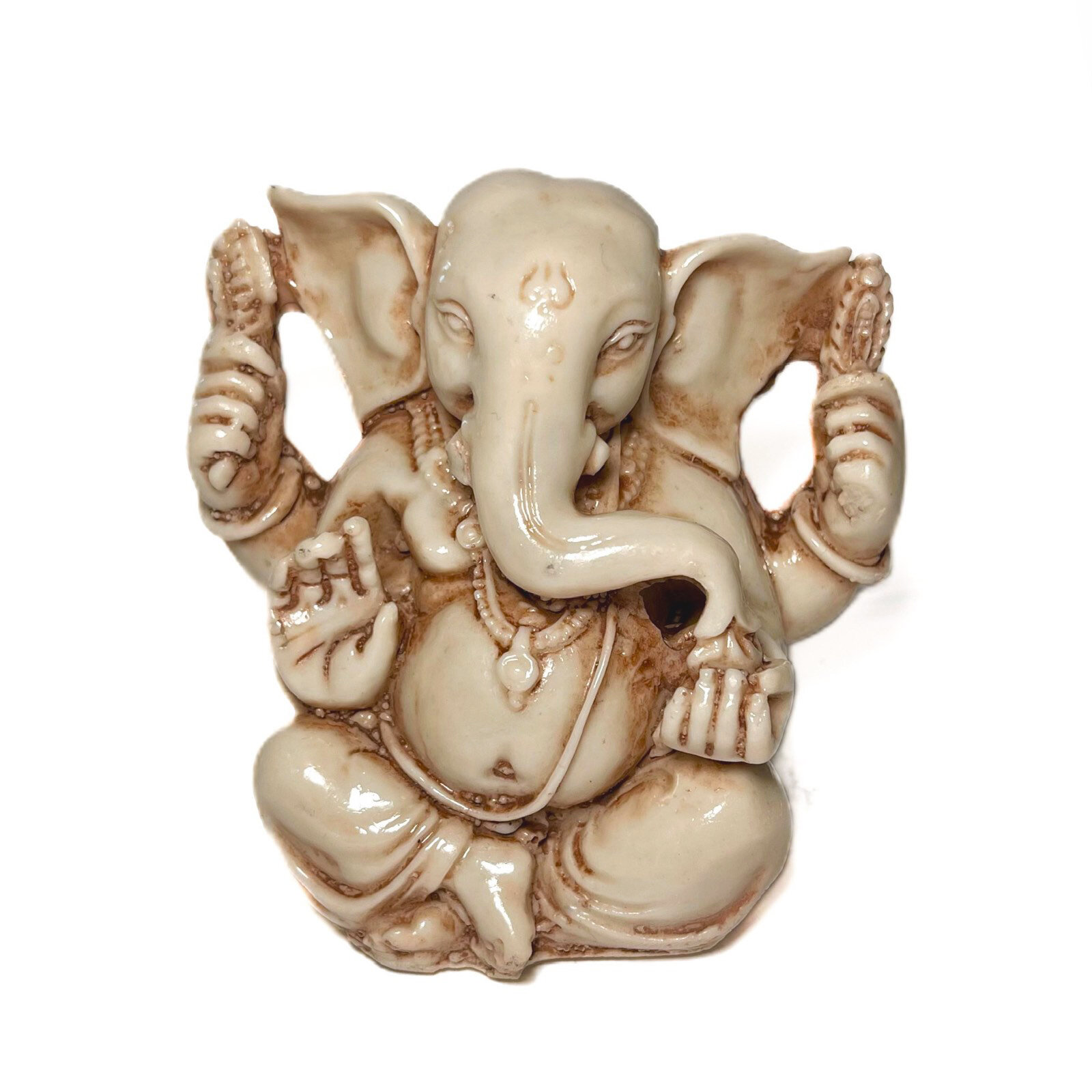 Статуэтка ганеш благословляющий L477 (полистоун под кость, высота 10 см.), 1 шт.