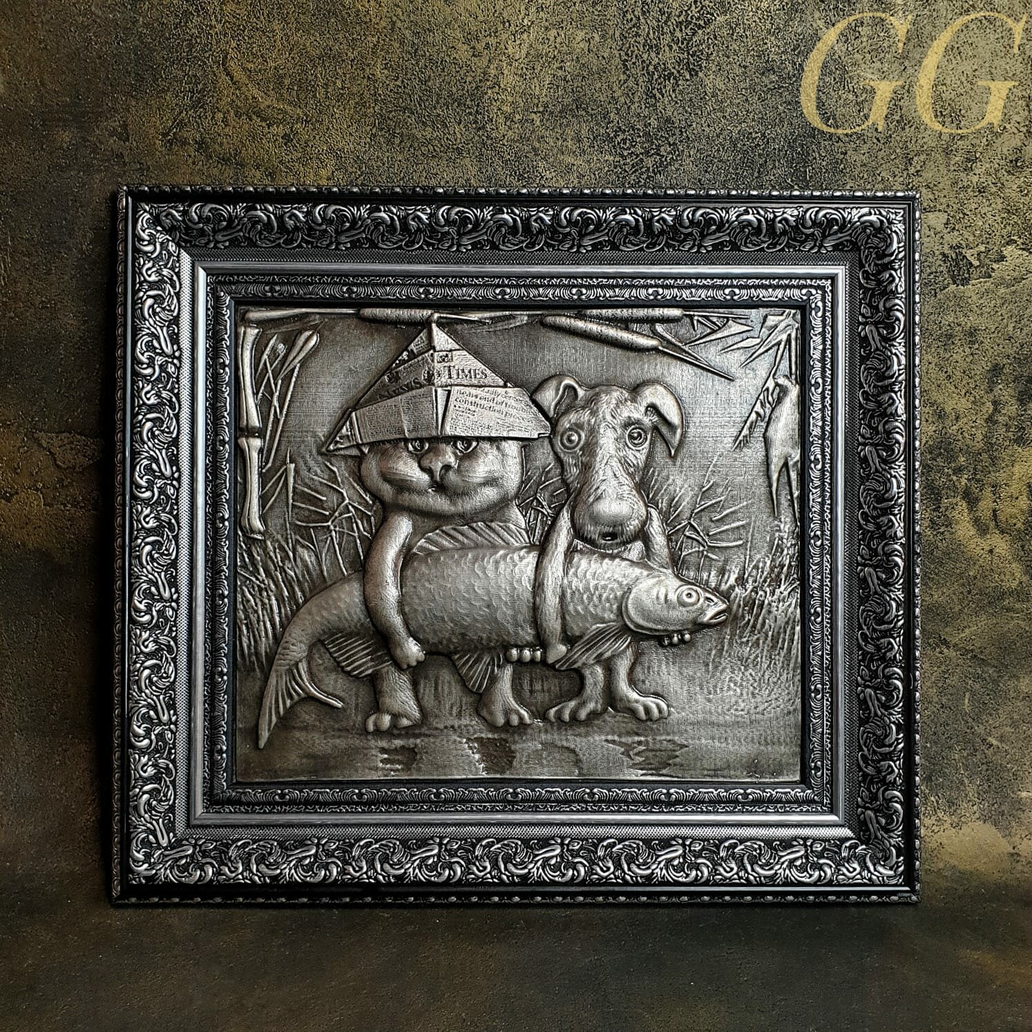 Панно "От нас подарок" гальванопластика, медь, посеребрение