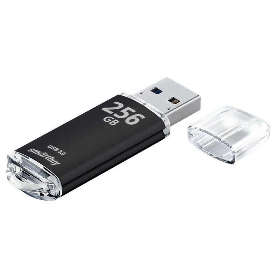 Память Smart Buy "V-Cut" 256GB, USB 3.0 Flash Drive, черный (металл. корпус ), 376305