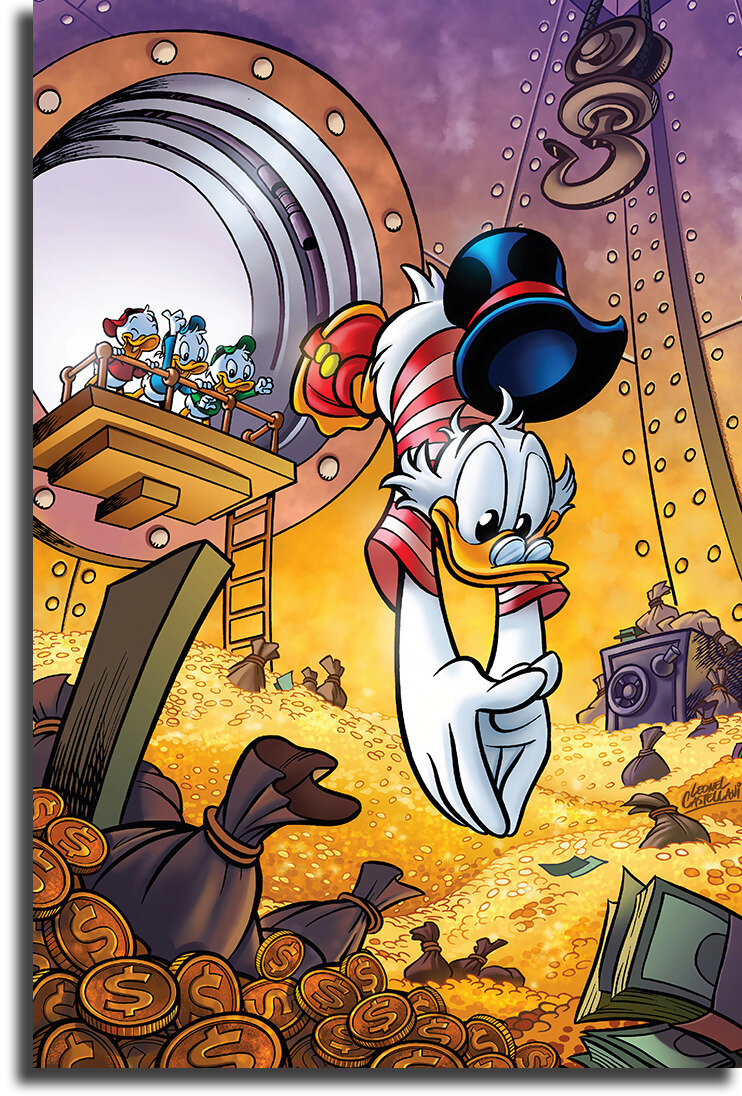 Картина "Прыжок в золото Скруджа Макдака" 50х30 см