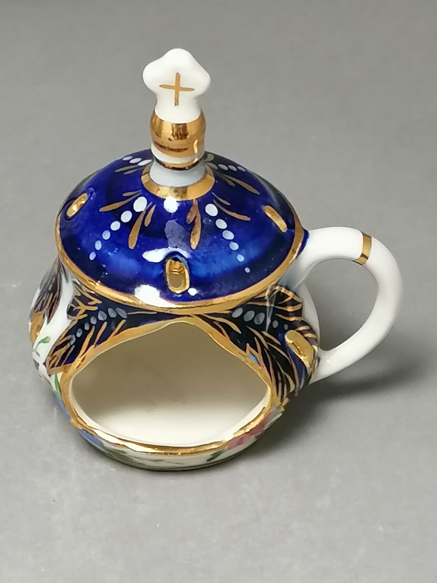 Кадильница "Малая" (бел, роспись кобальтовая заливка, роспись цветная, роспись золотом)