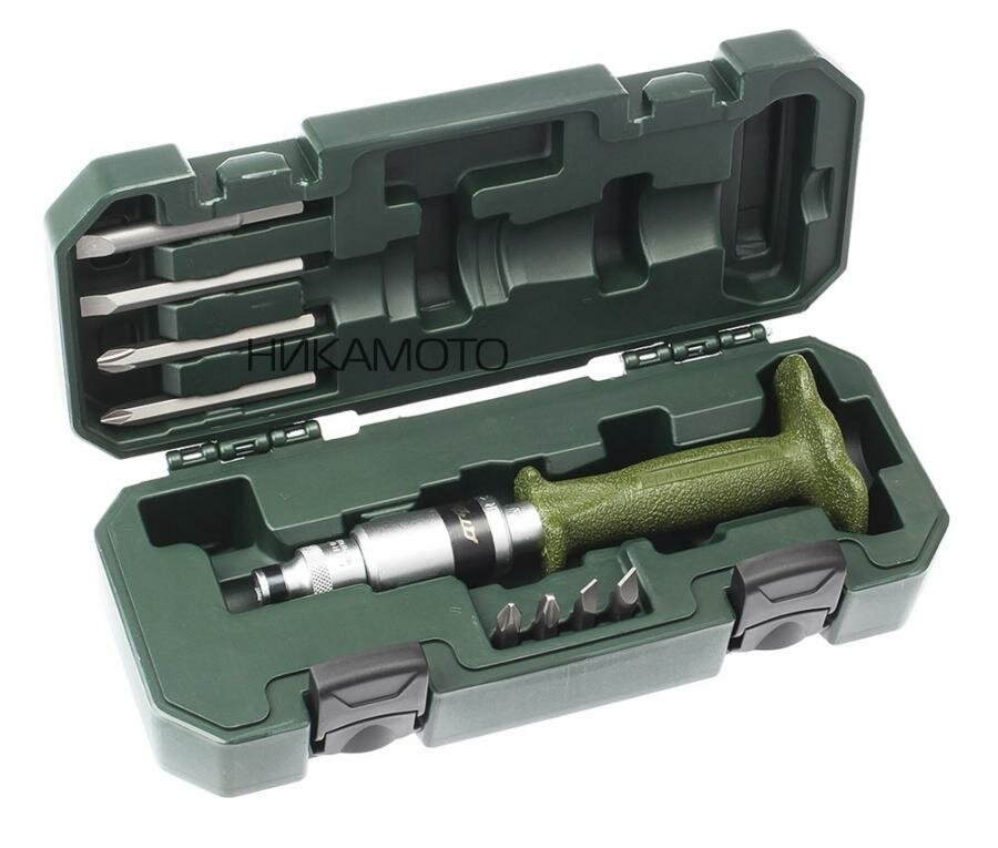 Дело техники 766918 Отвёртка ударная с защитной рукояткой и со вставками 5/16" (SL8,10, РH2,3 длиной 36 и 80 мм)