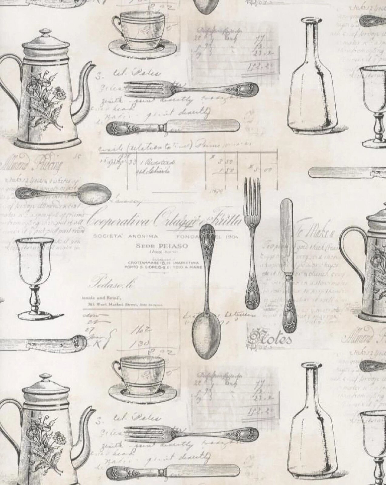 Обои Aura Creative Kitchens KE29939; 0,52х10,05 м. , бумага , черный