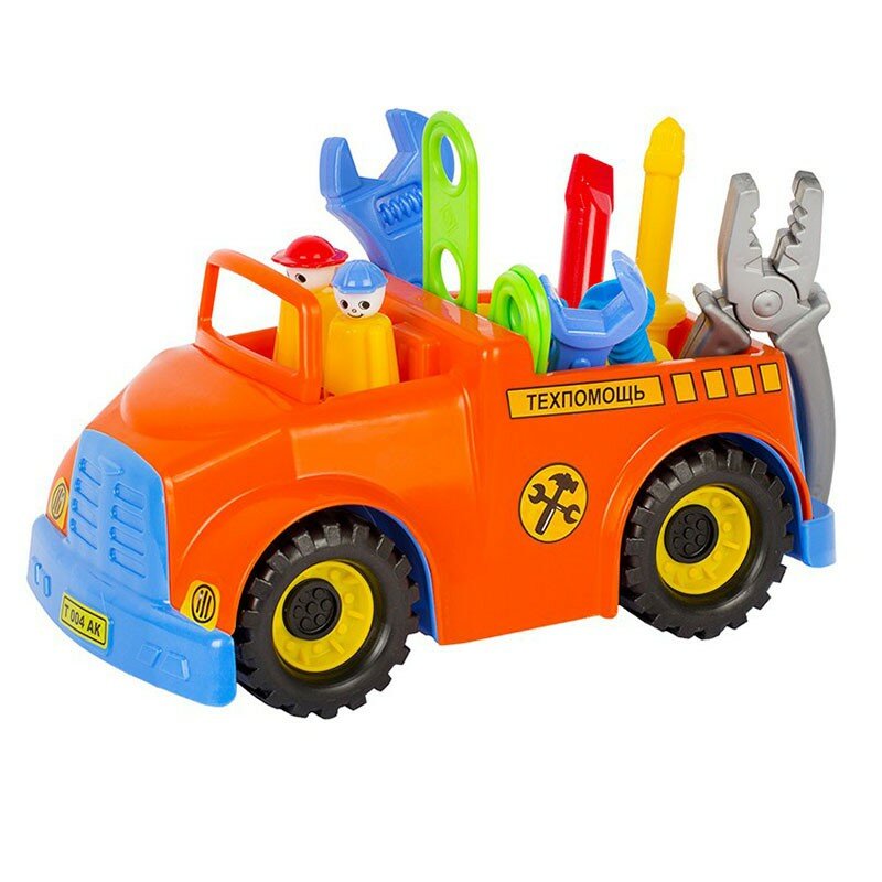 Автомобиль "Техпомощь" 28*15*16 см с набором инструментов (16 предметов) и фигурки людей 2шт, пластик, для детей от 3 лет