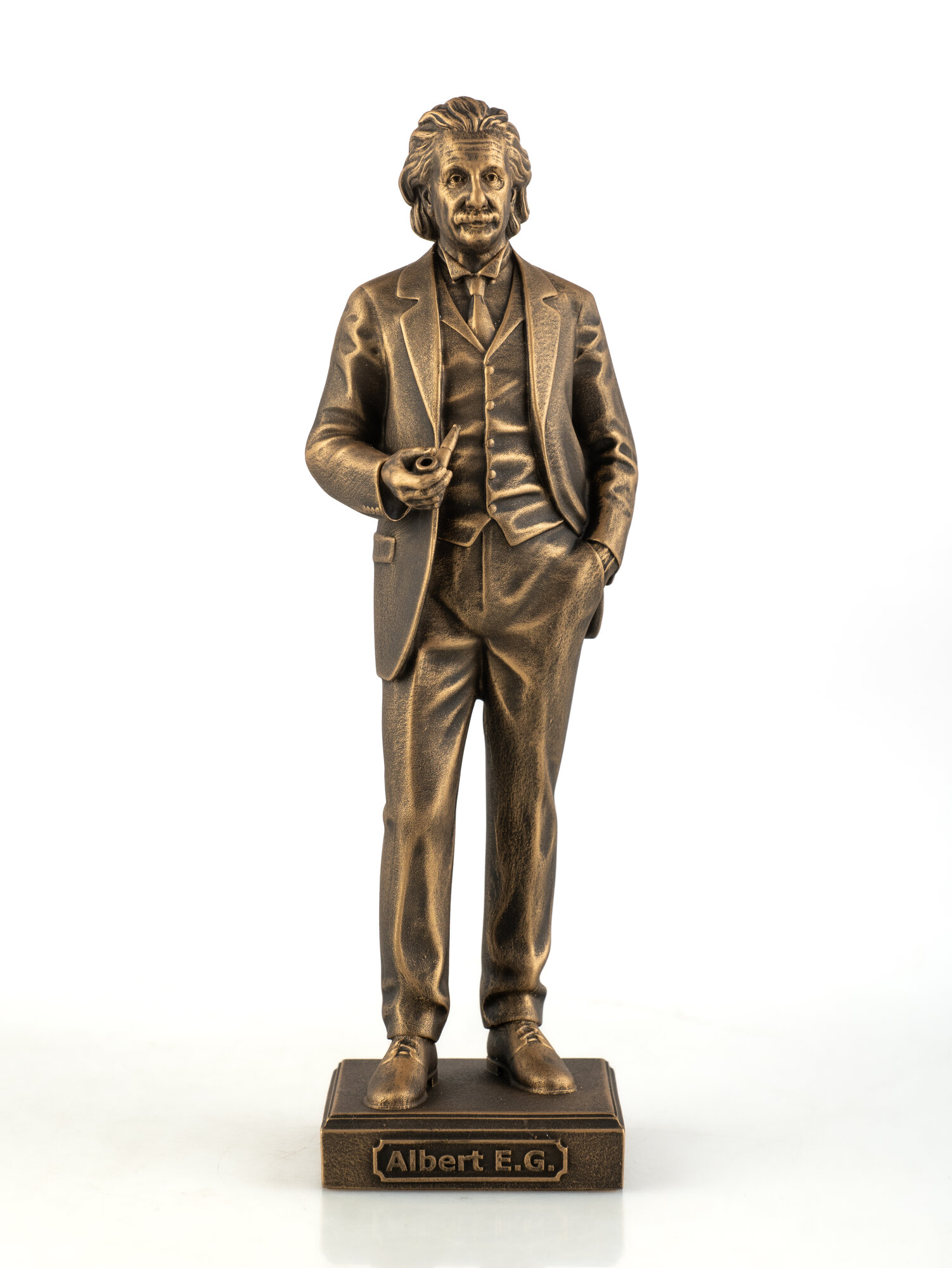Статуэтка Альберт Эйнштейн, высота 19 см, литьевой мрамор, цвет патина бронза