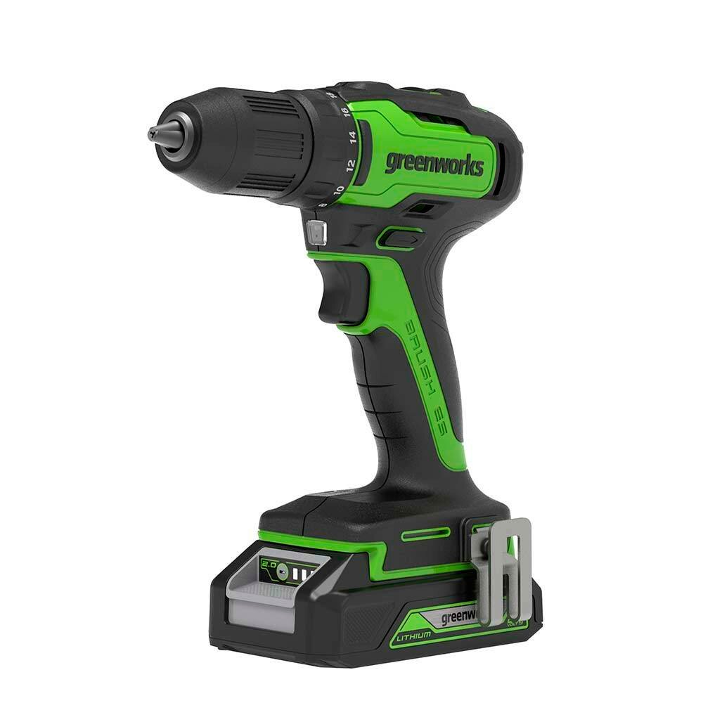 Дрель аккумуляторная безударная Greenworks GD24AGK2 (3704007UA) 24В 1х2Ач Li-Ion 2 АКБ и ЗУ