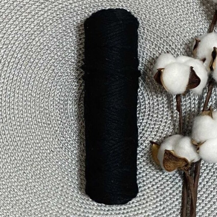 Шпагат хлопковый Osttex крученый 3 мм, черный 100 м, для макраме