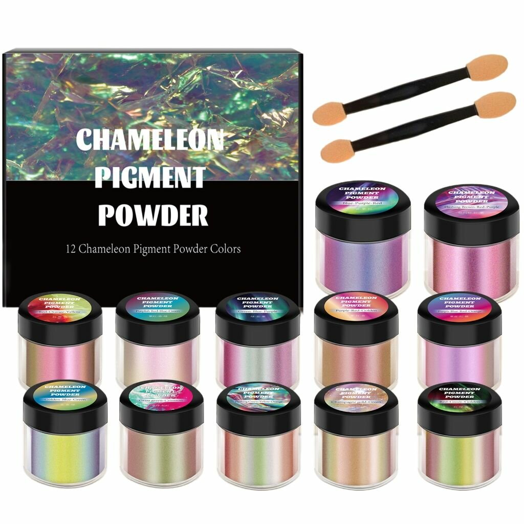 12 упаковок меняющего цвет порошка, инструмент для рукоделия, принадлежности изготовления ювелирных изделий, красители, блестящие пигменты проектов