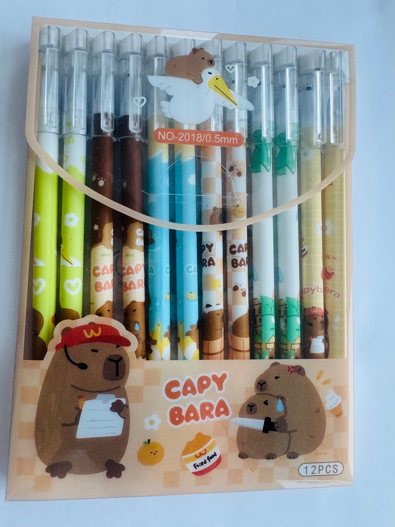 Ручка "Капибара" с ластиком и заменяемым стержнем, гелевая, синяя, 12 шт