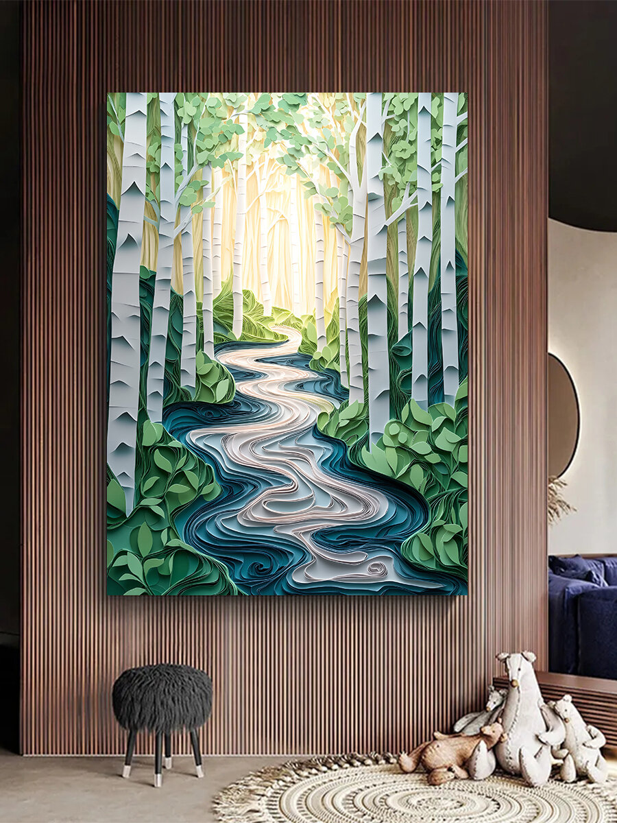 Пейзаж / природа, картина 3д / объемная, постер на холсте, 20х30 см, киригами