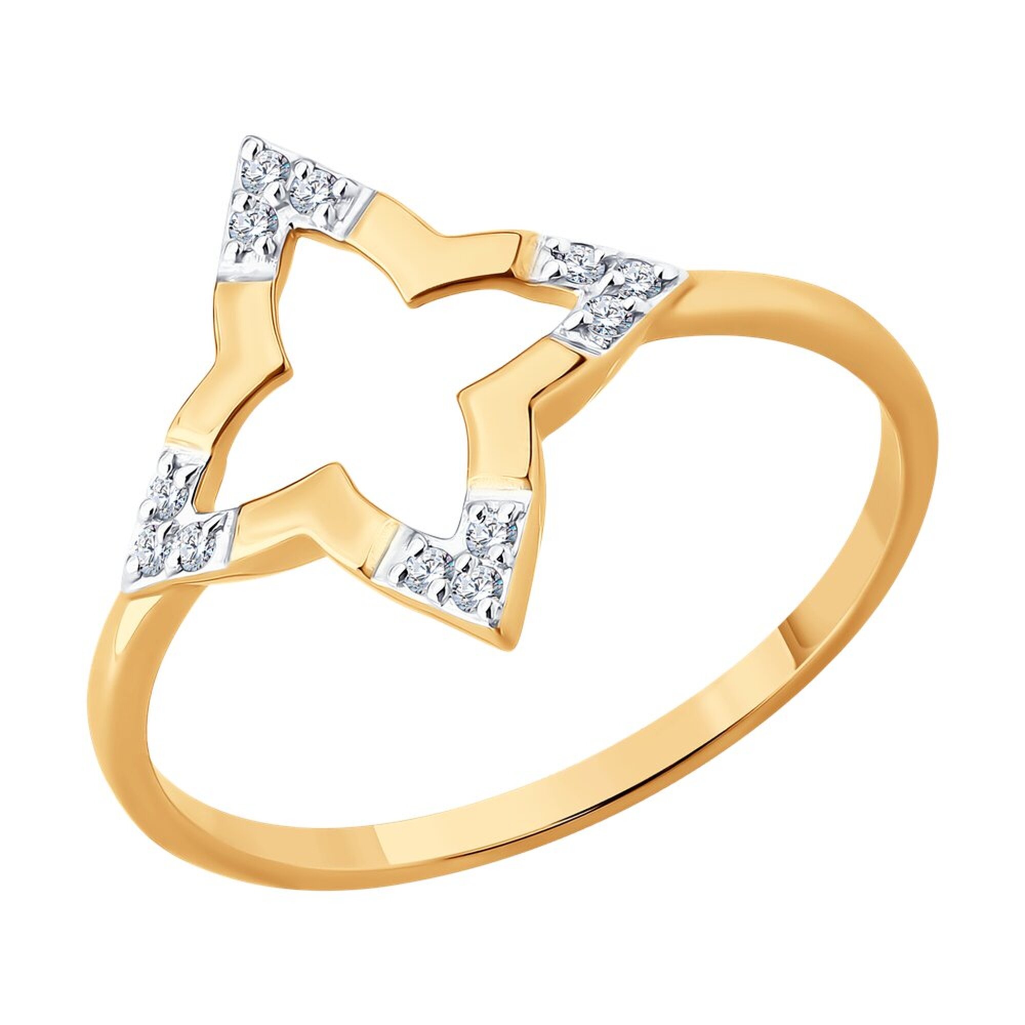 Кольцо Diamant online, красное золото, 585 проба, фианит