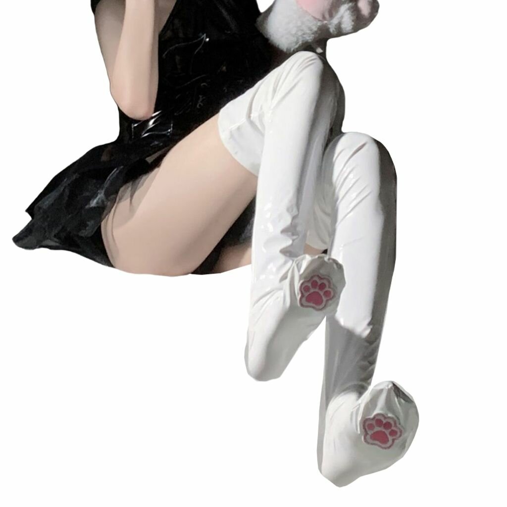 Чулки с аниме-кошачьими когтями-Белый-L