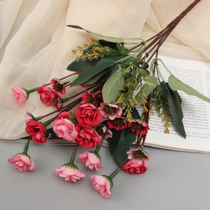 Букет искусственный Роза мини с герберами , h 30 см, микс