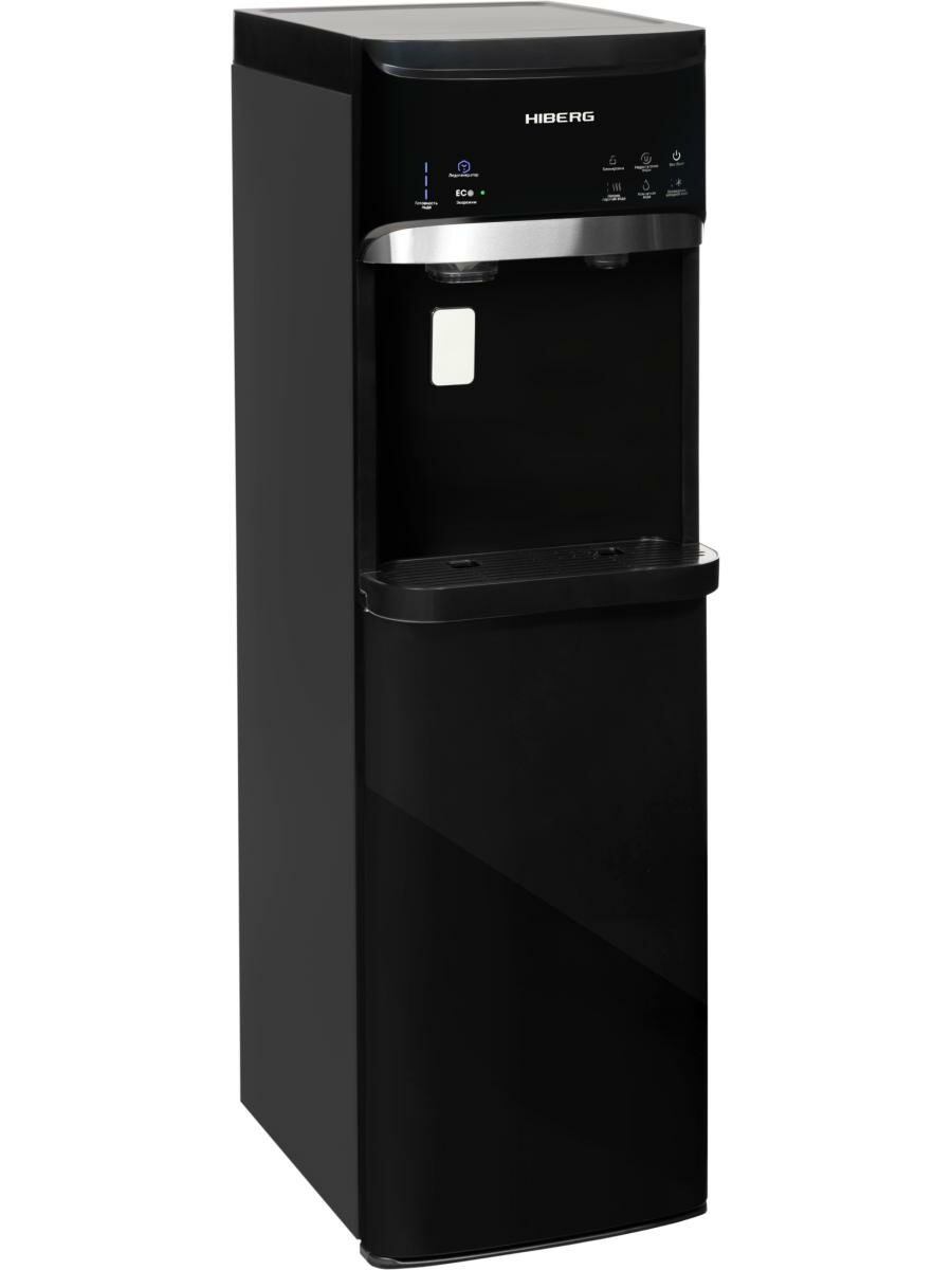 Напольный кулер для воды с ледогенератором HIBERG UFK 700 B Ice, черный, нижняя загрузка бутыли