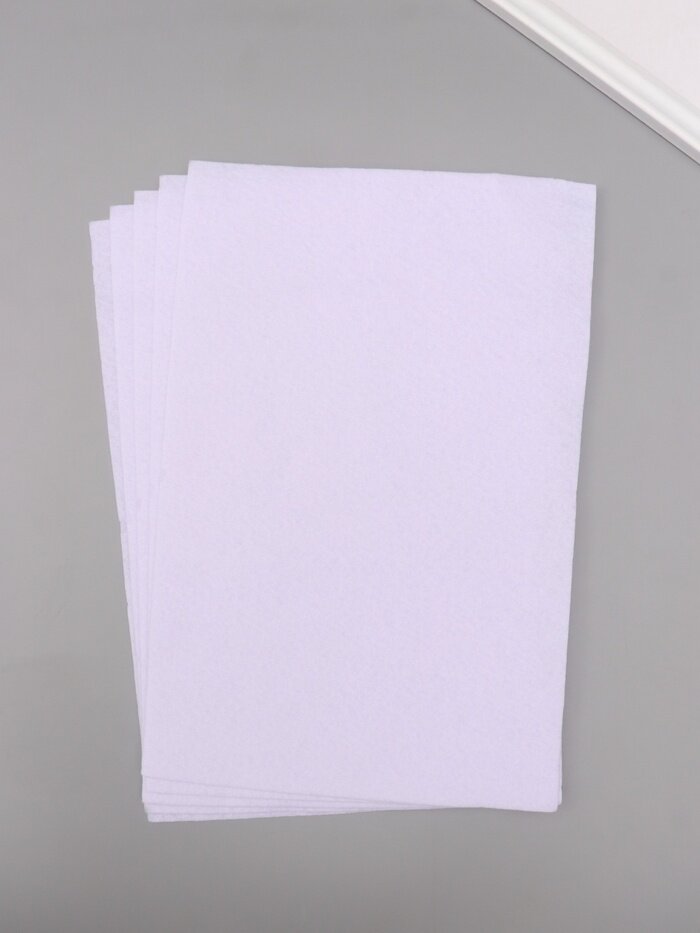 Фетр мягкий 1.5 мм "Белый" набор 5 листов 20х30 см