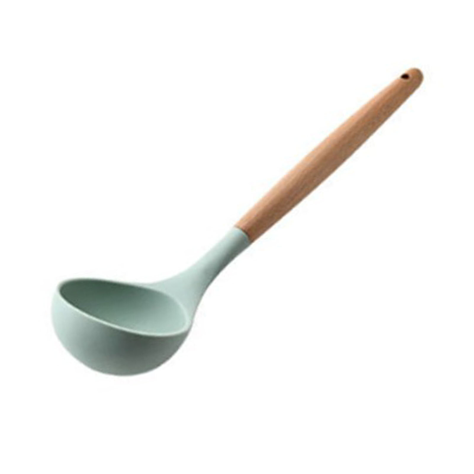Суп -ковш подает ложка Силиконовая устойчивая к кухонной устойчивости с деревянной ручкой с деревянной ручкой для домохозяйства