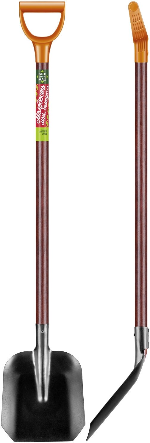 Лопата совковая с лакированным деревянным черенком 123 см белцентромаш 0918-Ч