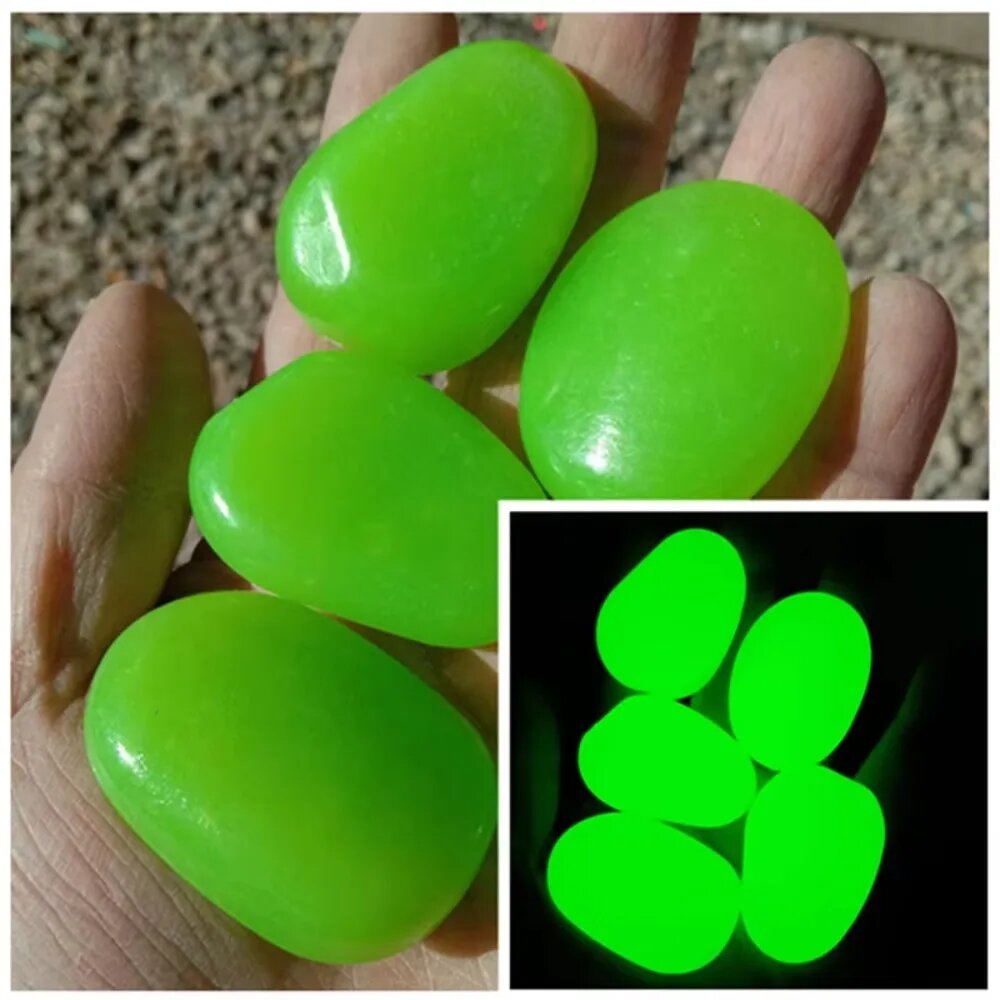 Светящиеся камни из смолы, 4,5 см, 10 шт. Изумрудный, Green