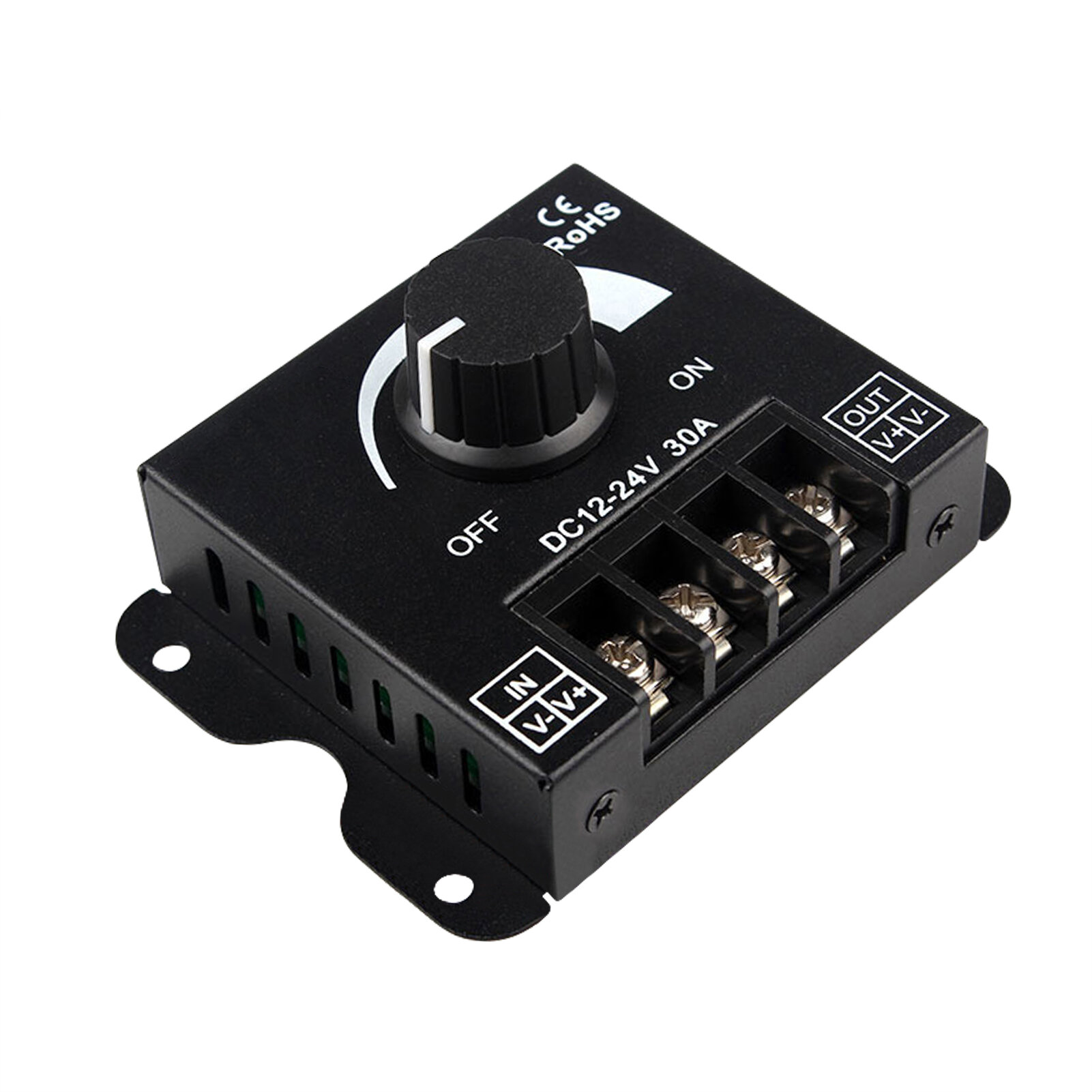 Диммер для светодиодных лент 12-24 В 30 А с плавной регулировкой яркости, ШИМ-управлением, ручной настройкой яркости и функцией памяти для одноцветных светодиодных лент 5050 3528