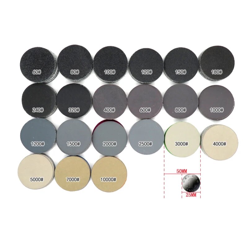 Зеркальная абразивная шлифовальная бумага, зернистость 60, 80, 180, 100, 120, 150, 180, 240-320, наждачная бумага для сухой и влажной полировки, 1 дюйм, 25-7 дюймов, зернистость 10000 мм 2 Inch 50mm(20pcs), P320