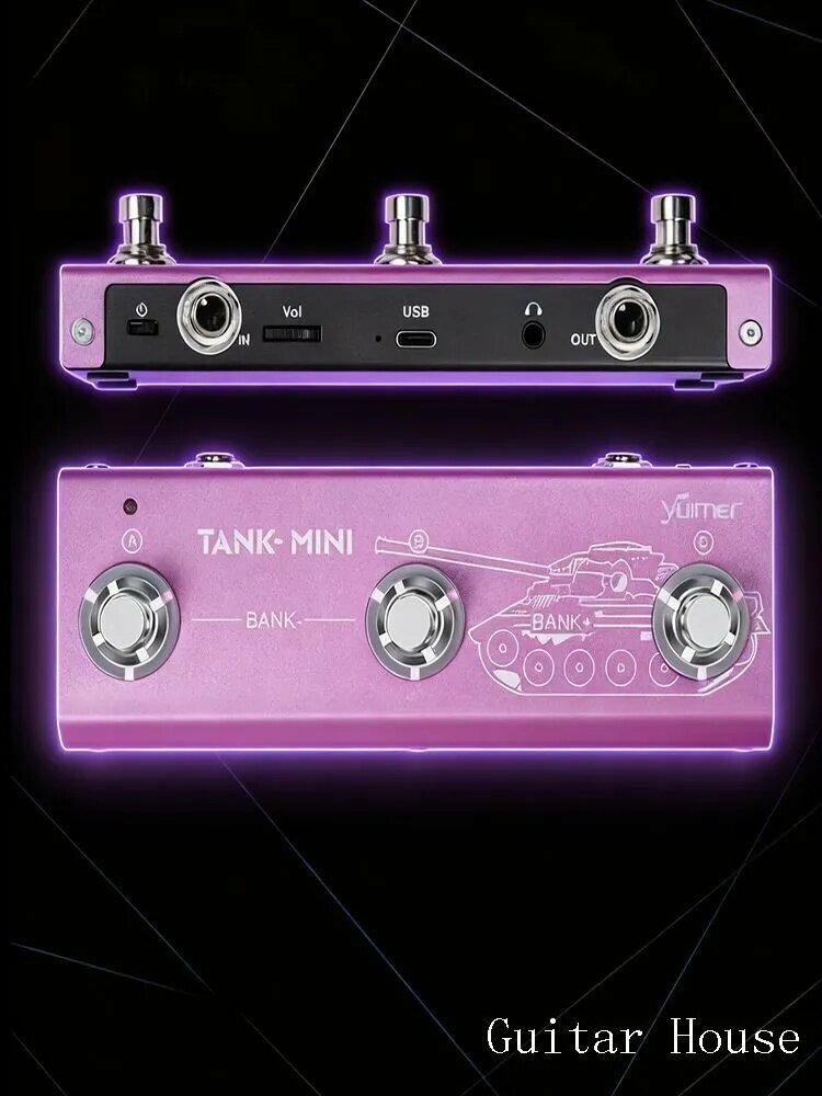 Yuimer Tank-mini портативный мультиэффект-процессор для гитары/баса, поддержка Bluetooth, 20 моделей предусилителей, 7 модуляций, 5 задержек, 6 ревербераций.
