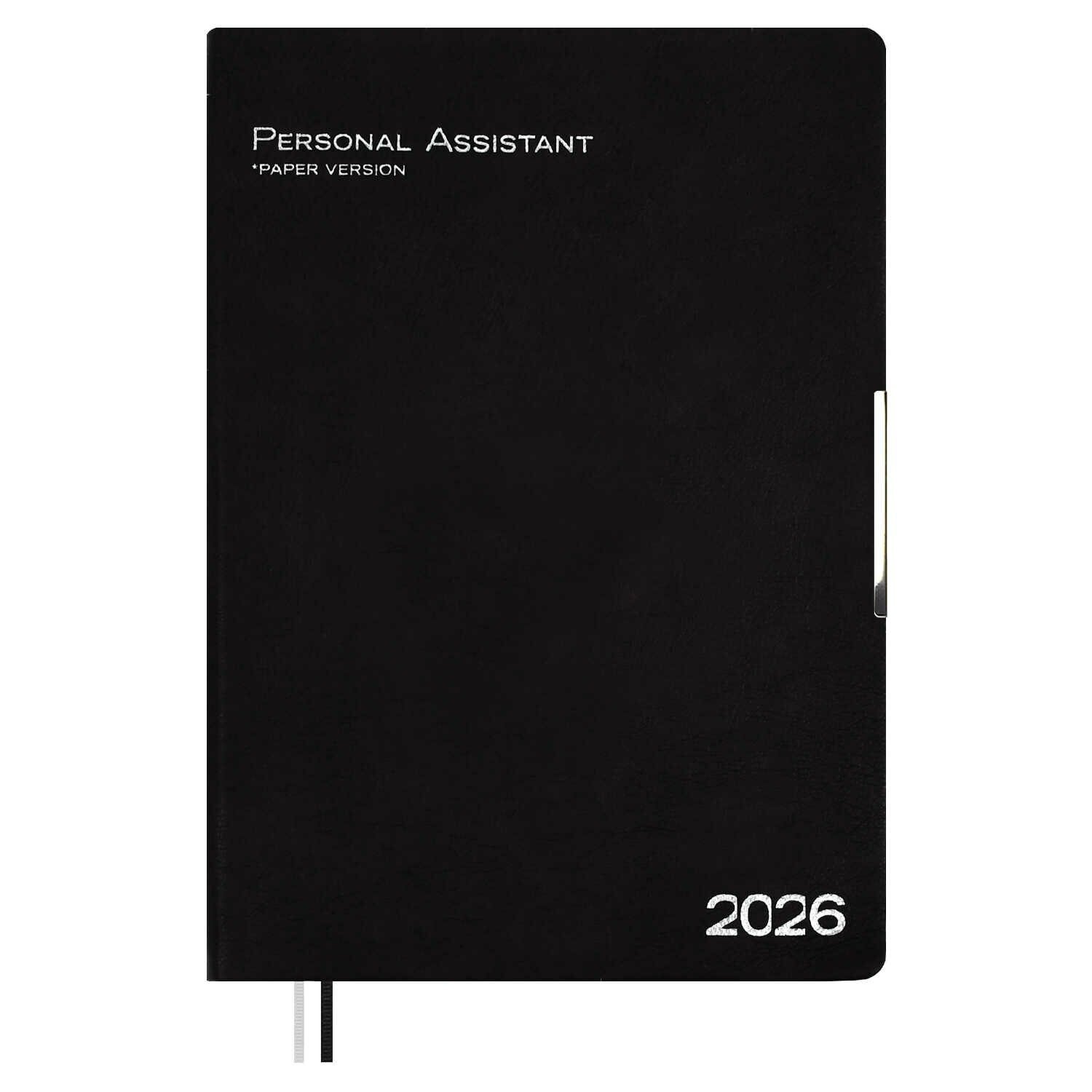 Ежедневник дат. 2026г. А4 120л "Шеврет глосс" черный, кожзам, мягк. переплет, тисн. фольгой, офсет, закругл. углы, справ. мат-лы, 2 ляссе, инд. уп, Escalada