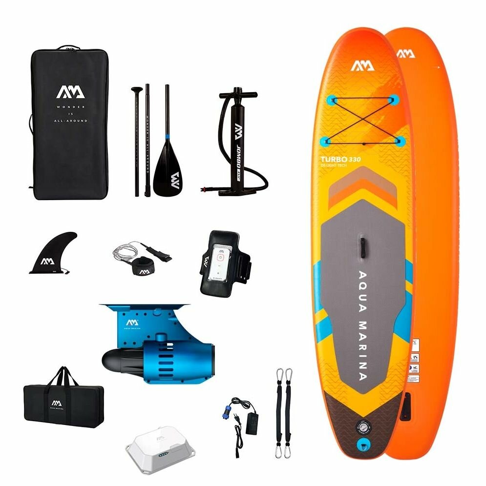 SUP-доска надувная Aqua Marina AMgo Turbo 330х81х15см / с электроплавником BLUEDRIVE S полный комплект