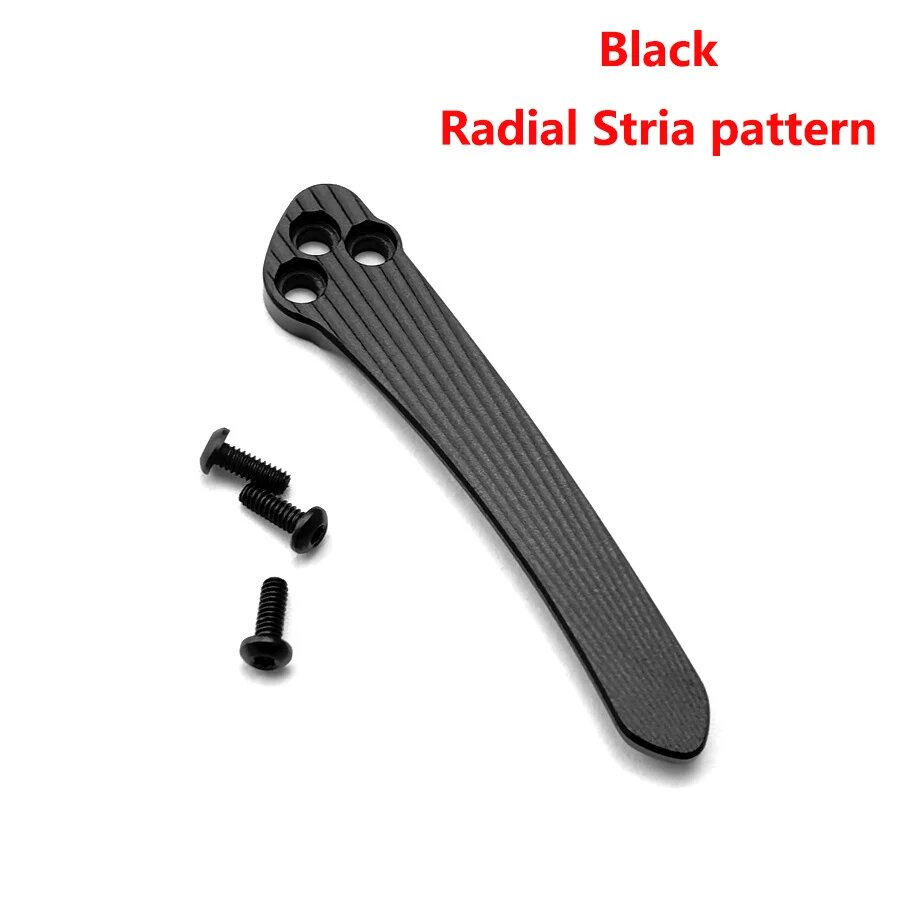 Титановые карманные зажимы для ножей Spyderco 4 цветов Черный, Black radial stria