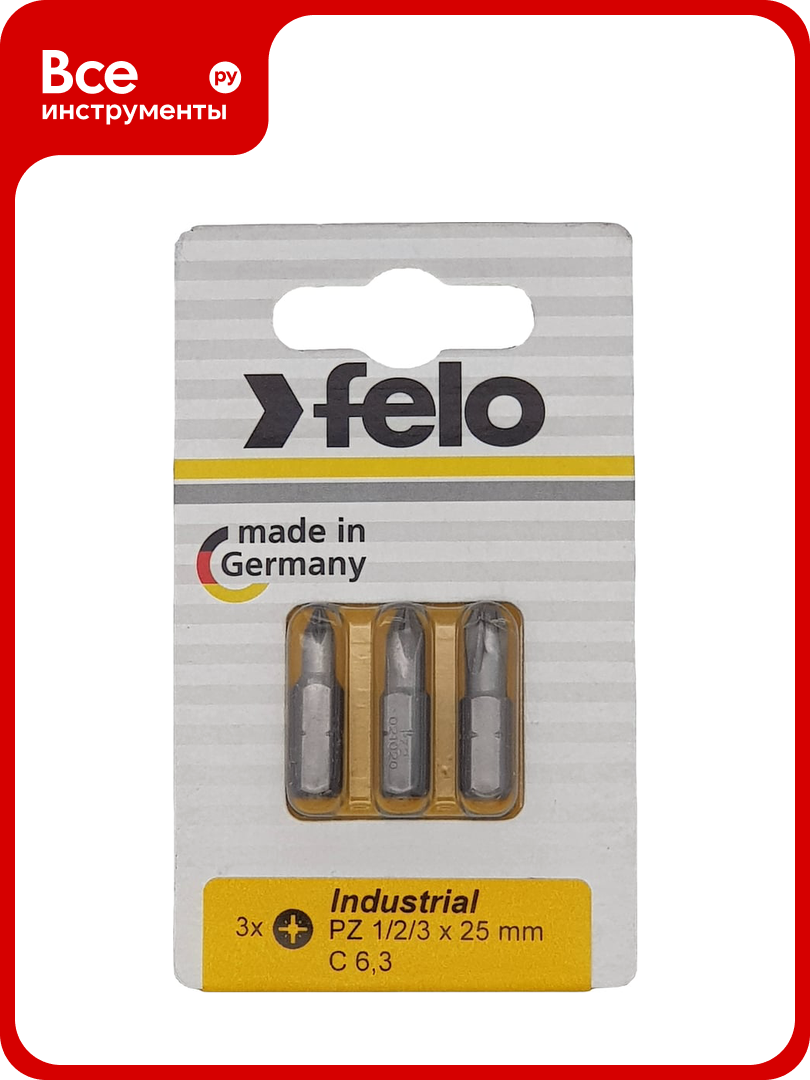 Бита крестовая PZ 1/PZ 2/PZ 3X25, 3 шт. в блистере Felo, серии